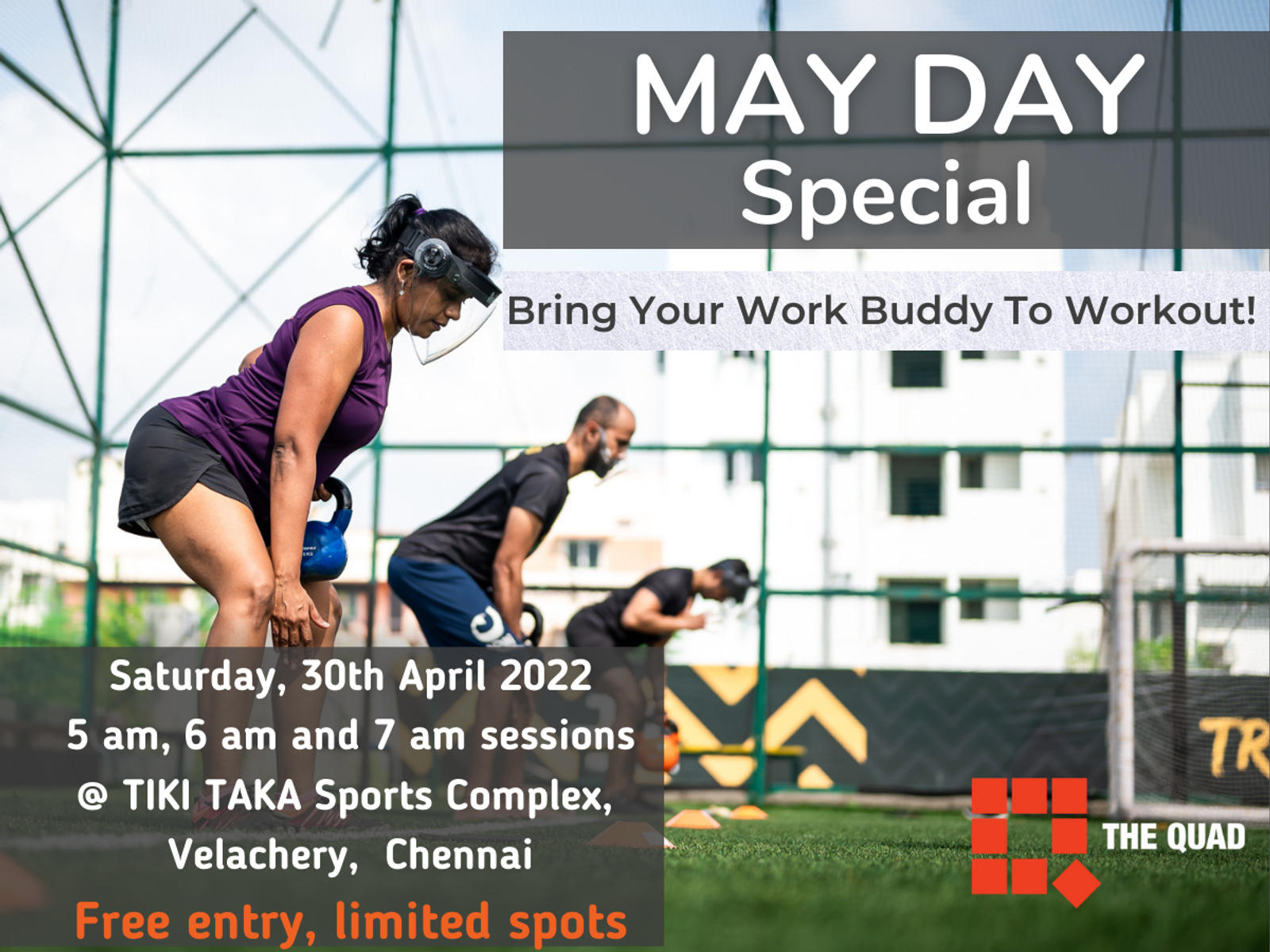 May Day Special | Bring Your Work Buddy To Workout at The Quad, Velachery