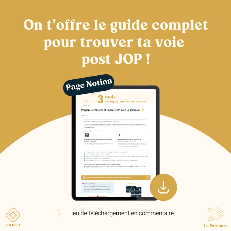 Transition pro post JOP - Ton guide complet