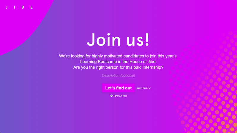 Jibe Learning Bootcamp Application Form