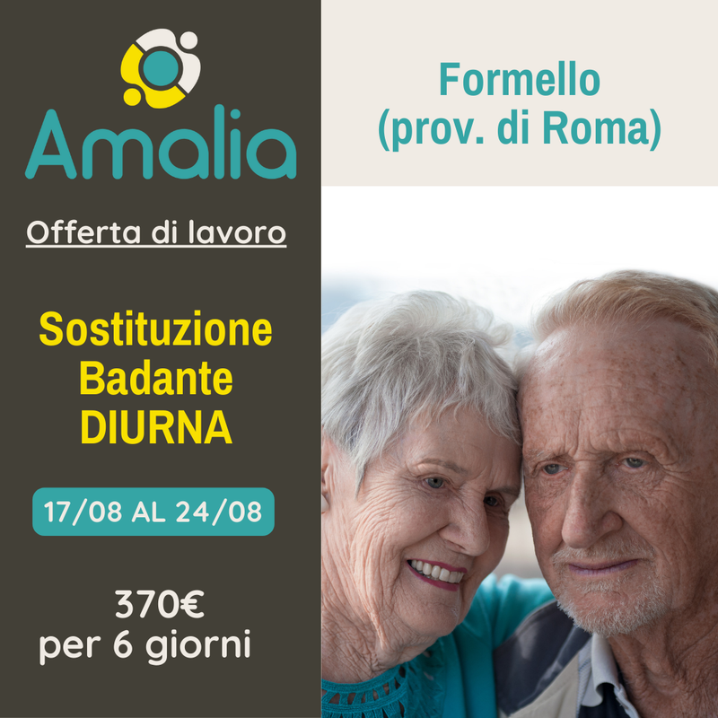 Offerta di lavoro badante di giorno part time a Formello (ROMA) | 370€