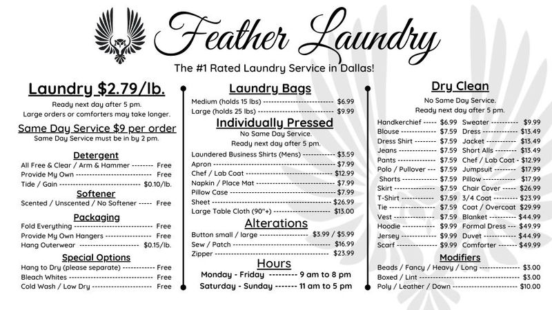 Feather Laundry Order Form