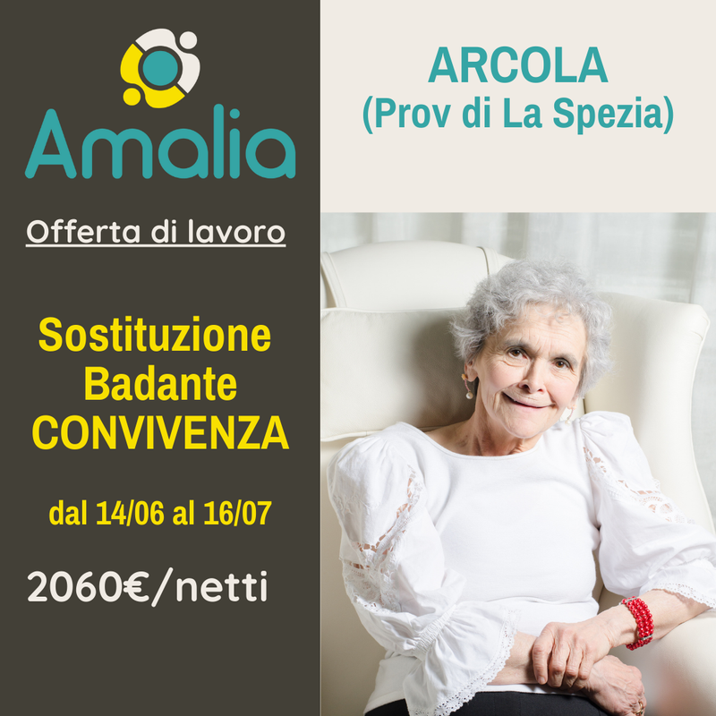 Offerta di lavoro badante in convivenza a Arcola (SP) | 2060