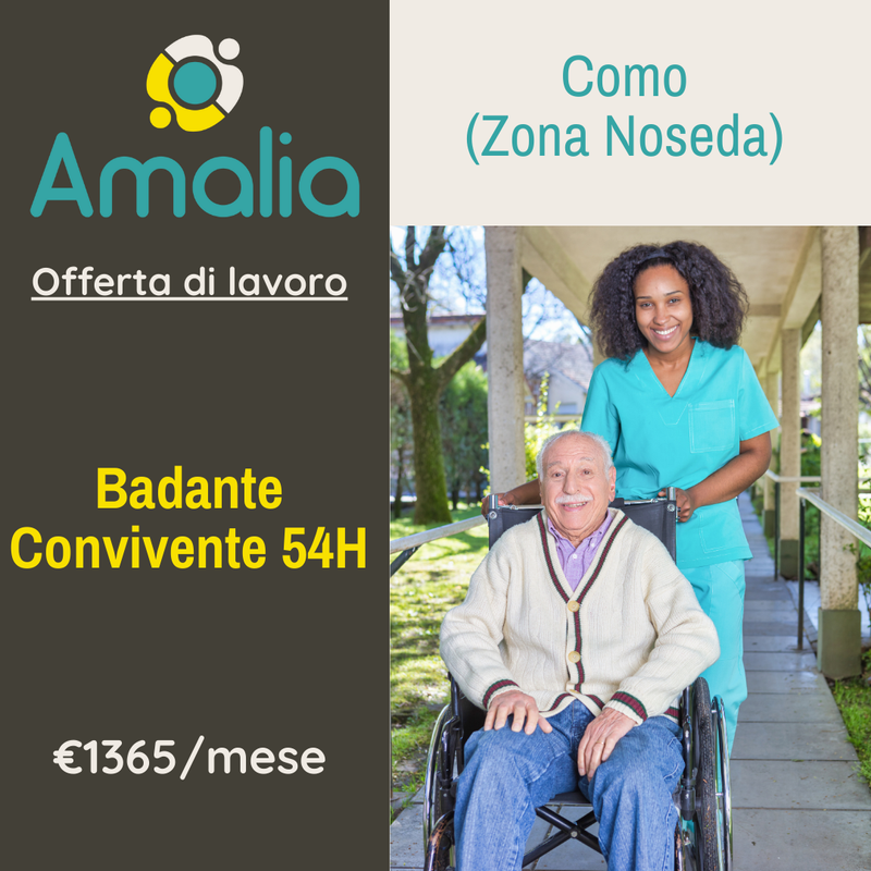Offerta di lavoro badante in convivenza a Como | 1365€/mese